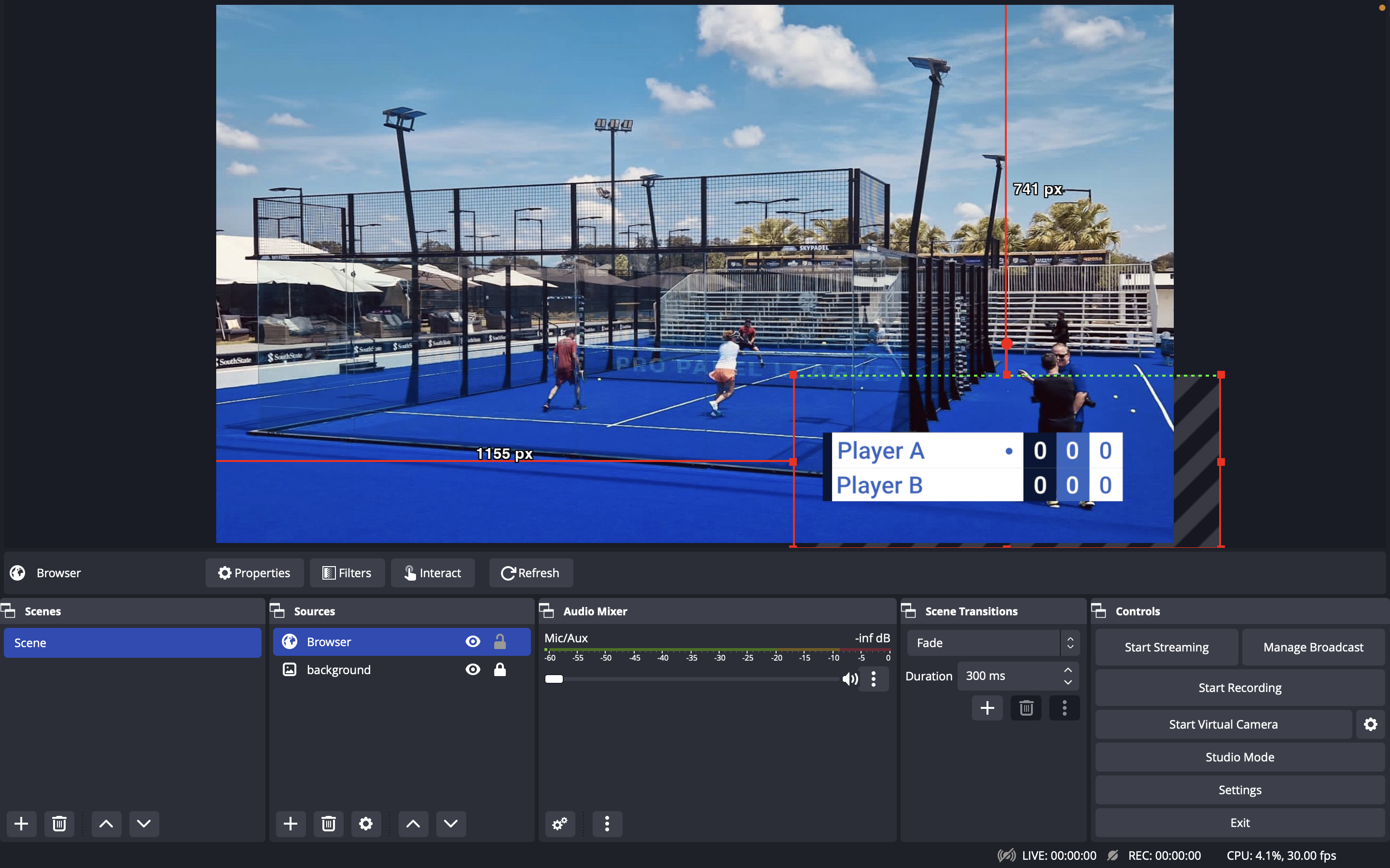 Adding a Padel Tennis Scoreboard Overlay to Your OBS Livestream