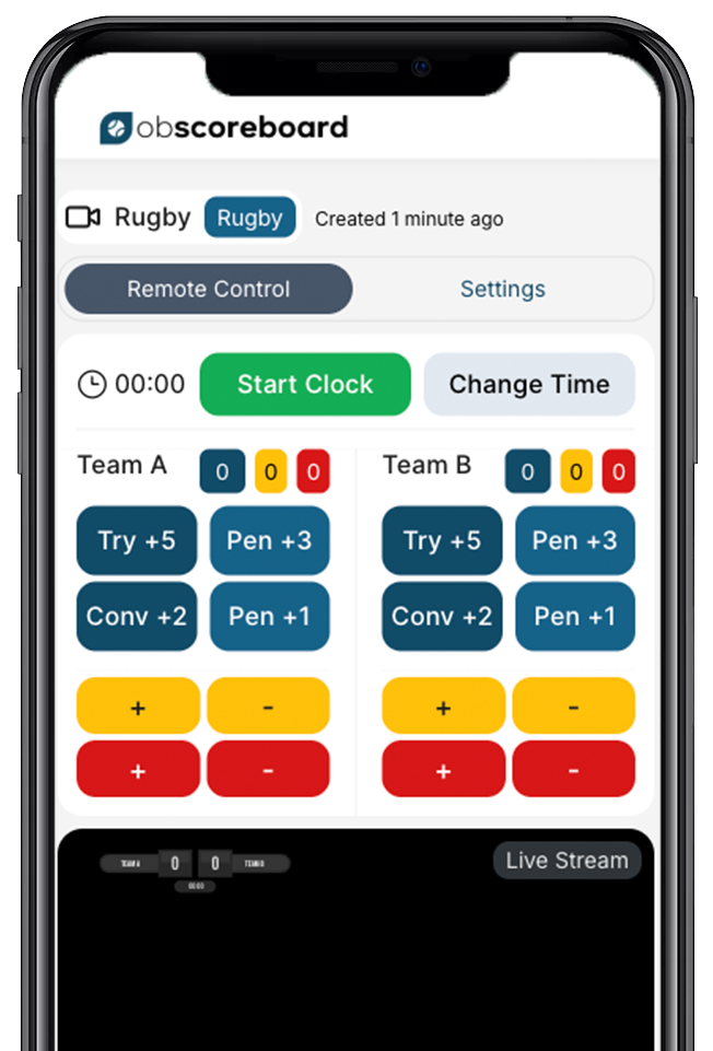 Rugby/ AFL OBS live stream overlay - OBScoreboard